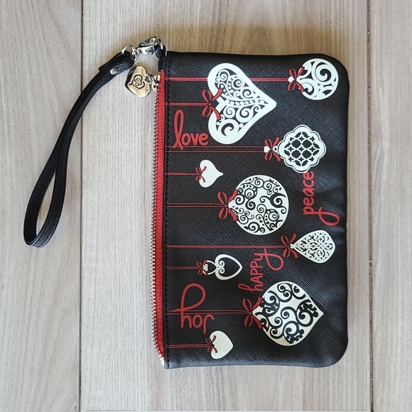 Brighton | Bags | Brighton Love Notes Pouch Wristlet Black White And ...